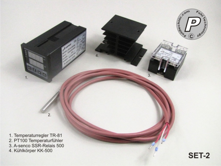 Komplettset inkl. Regler, PT100, SSR-Relais, Kühlkörper!
